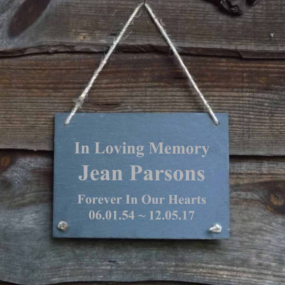 'In Loving Memory' Slate Memorial Hanging Plaque | You Name It