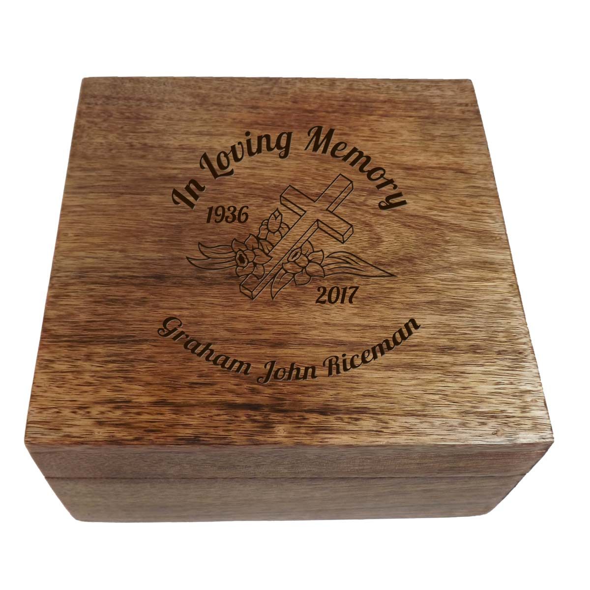 In Loving Memory Wooden Square Memorial Box | You Name It