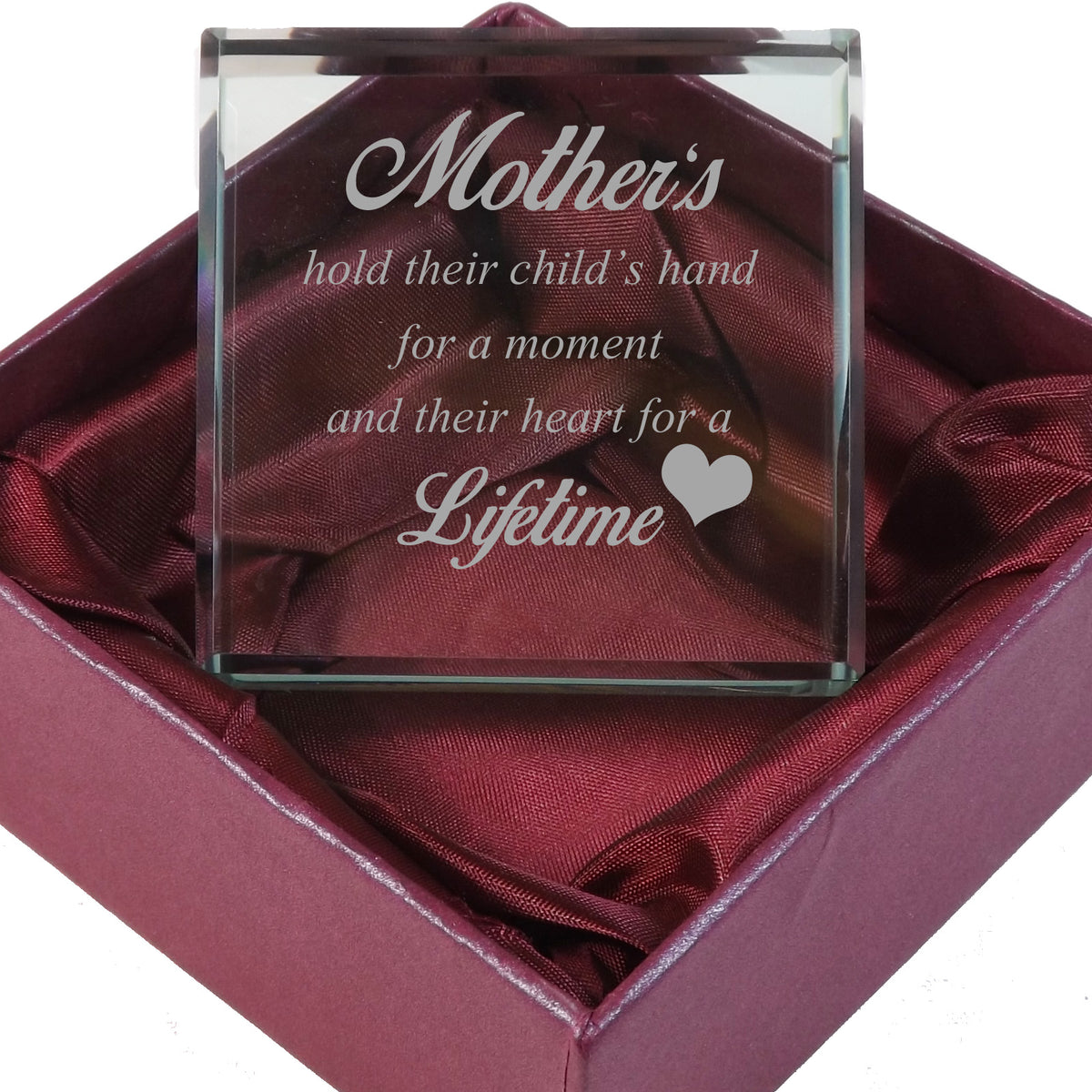 Mother's hold their child's hand Personalised Glass Token. A thoughtfu ...